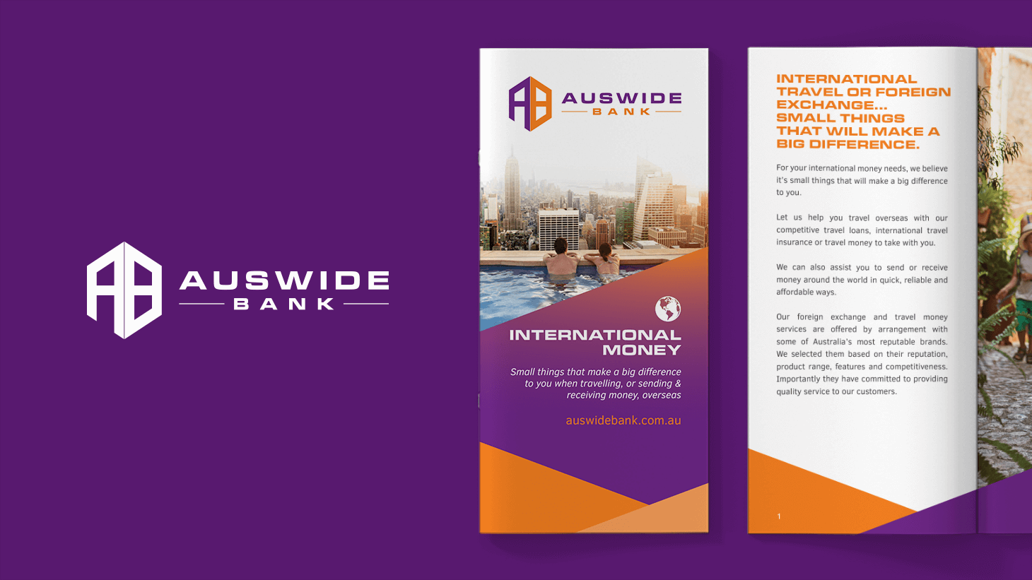 Brand consulting & design work for bank rebrand - Auswide Bank